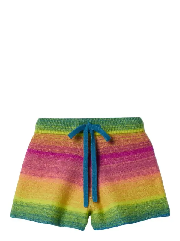 THE ELDER STATESMAN Rainbow Striped Knit Shorts - No