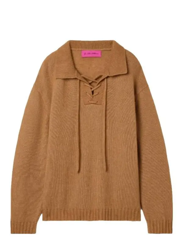 THE ELDER STATESMAN Oversized Tie-front Sweater - Brown