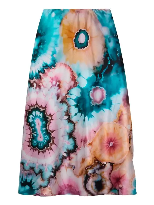 THE ELDER STATESMAN Tie-dye Silk Midi Skirt - Blue