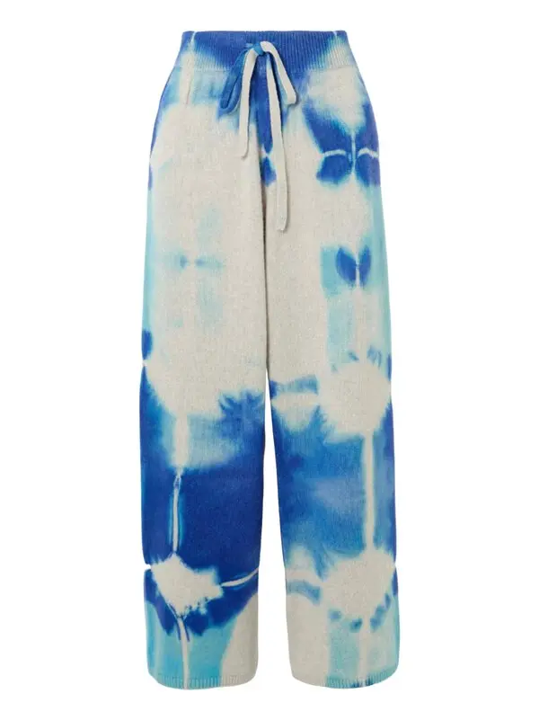 THE ELDER STATESMAN Tie-dye Cashmere Straight-leg Pants - Blue