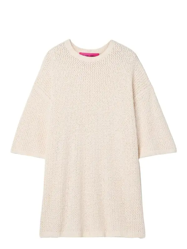 THE ELDER STATESMAN Oversized Cutout Knit T-shirt - White