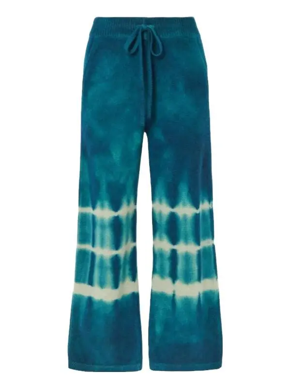 THE ELDER STATESMAN Tie-dye Cashmere Wide-leg Pants - Blue
