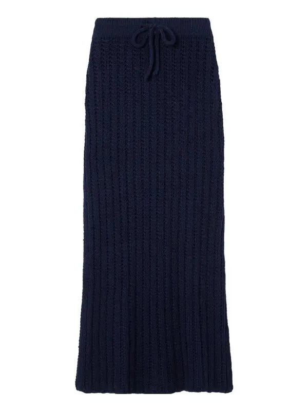 THE ELDER STATESMAN Hollow Knit Maxi Skirt - Blue