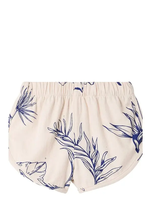 THE ELDER STATESMAN Botanical Print Cotton-silk Blend Shorts - White