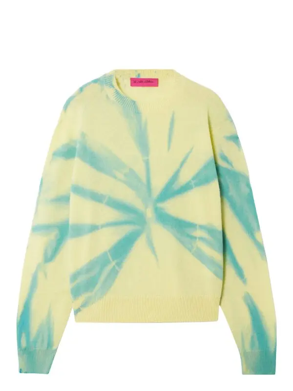 THE ELDER STATESMAN Tie-dye Cashmere Crewneck Sweater - Yellow