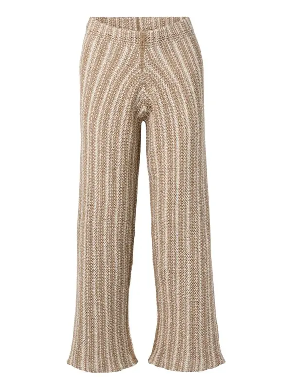 THE ELDER STATESMAN Cotton Striped Trousers - Nude