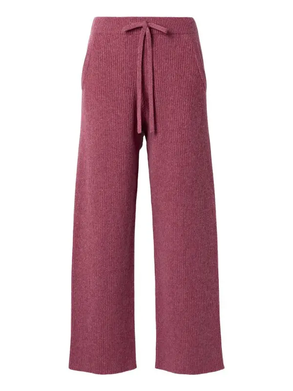 THE ELDER STATESMAN Ribbed Cashmere Track Pants - Pink