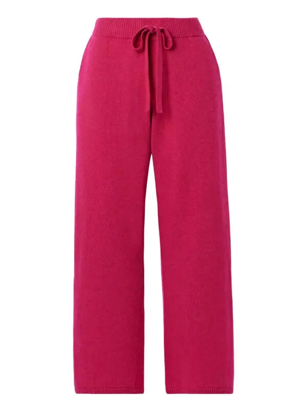 THE ELDER STATESMAN Hand-woven Cashmere Wide-leg Track Pants - Red