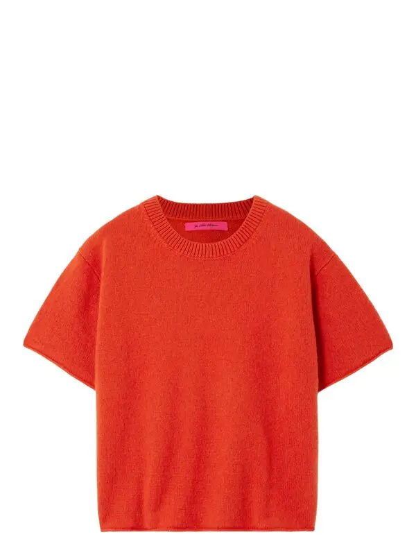 THE ELDER STATESMAN Cashmere Short Sleeve Top - Red