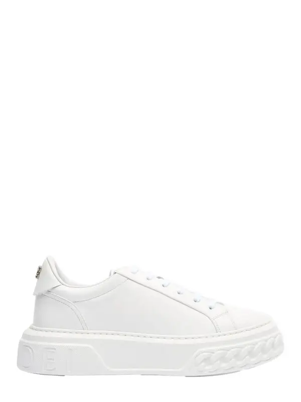 Casadei Off-road Leather Sneakers With Chain Link Detail - White