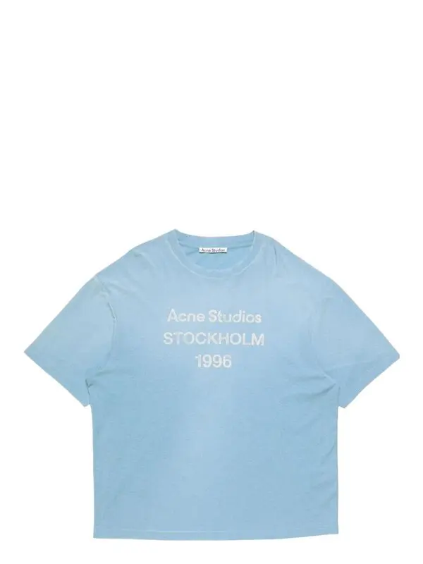 Acne Studios Sprayed 1996" Logo Print Distressed T-shirt - Cornflower Blue
