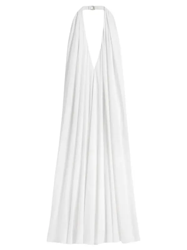 Jacquemus Halterneck Flared Midi Dress - White