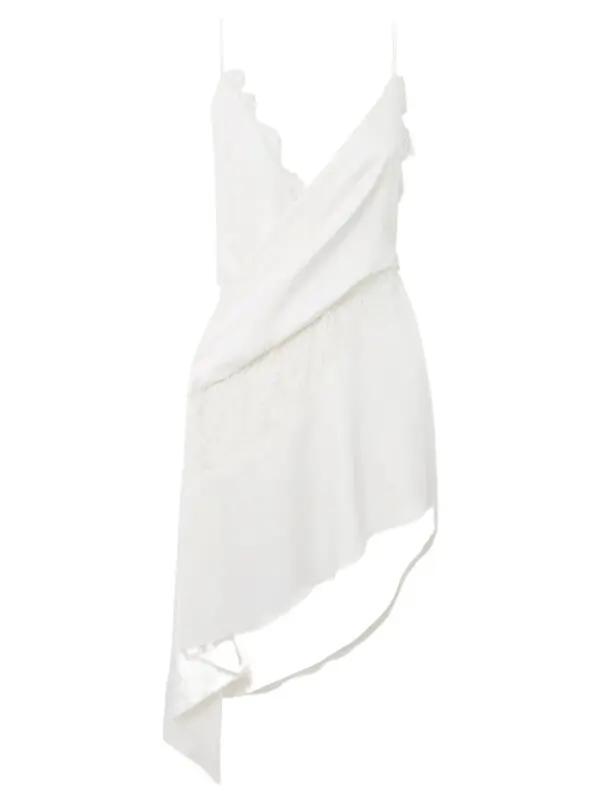 Alex Perry Lace Asymmetric Mini Dress - White