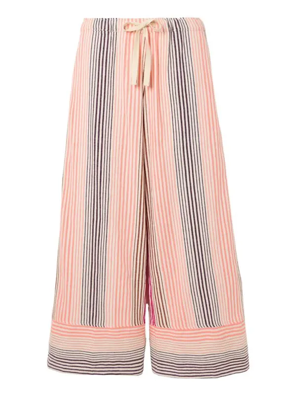 LEMLEM Handwoven Striped Wide-leg Trousers - Nude