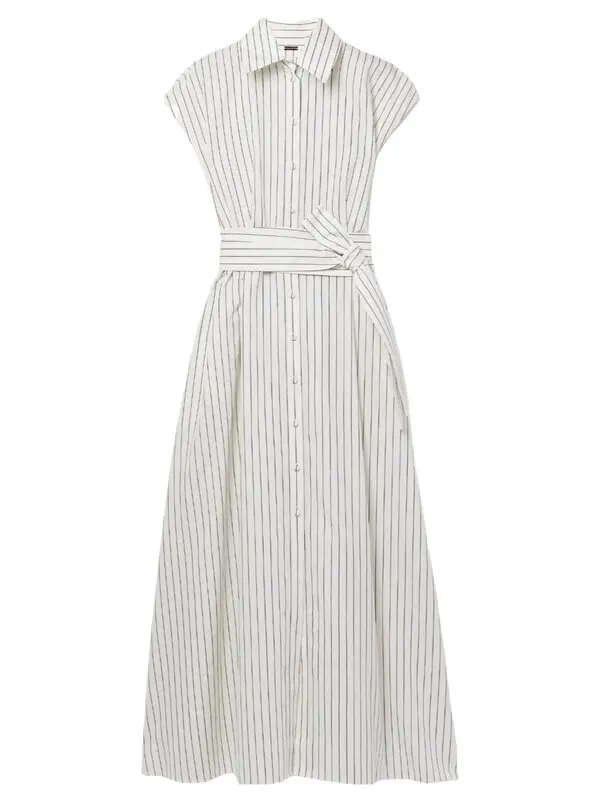 Adam Lippes Striped Shirt Dress - White