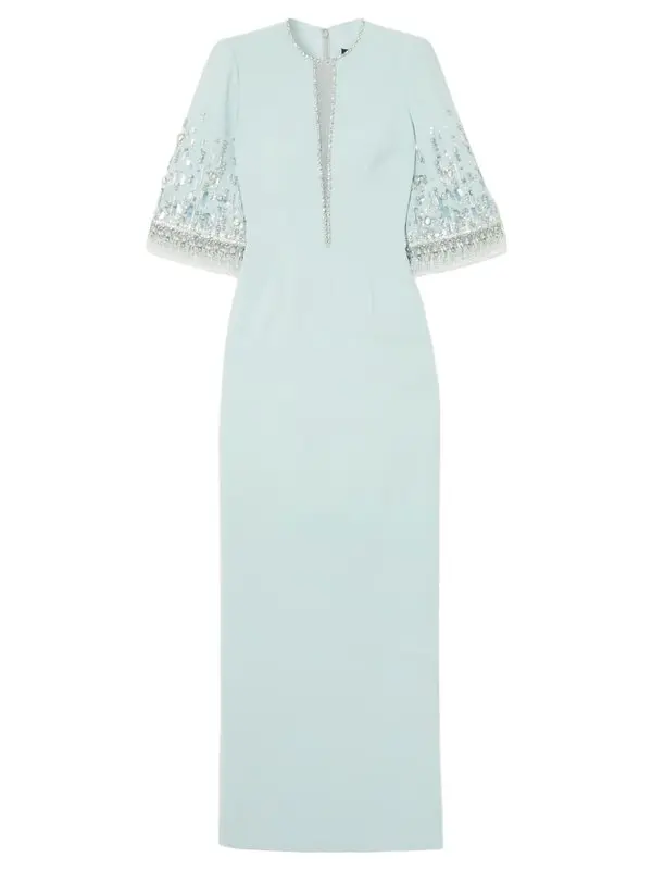 Jenny Packham Embellished Maxi Evening Dress - White