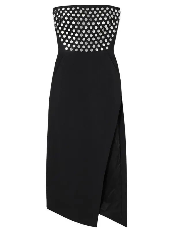 David Koma Strapless Midi Dress With Sequins And Slit - No