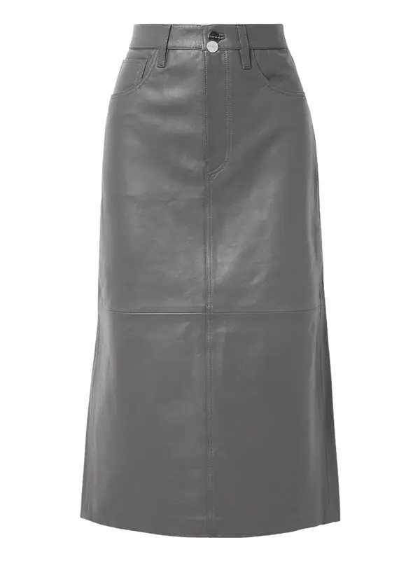 GOLDSIGN Leather Midi Skirt - No