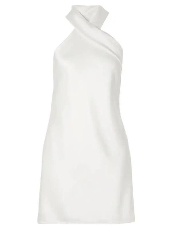 Galvan Halterneck Satin Mini Dress - White
