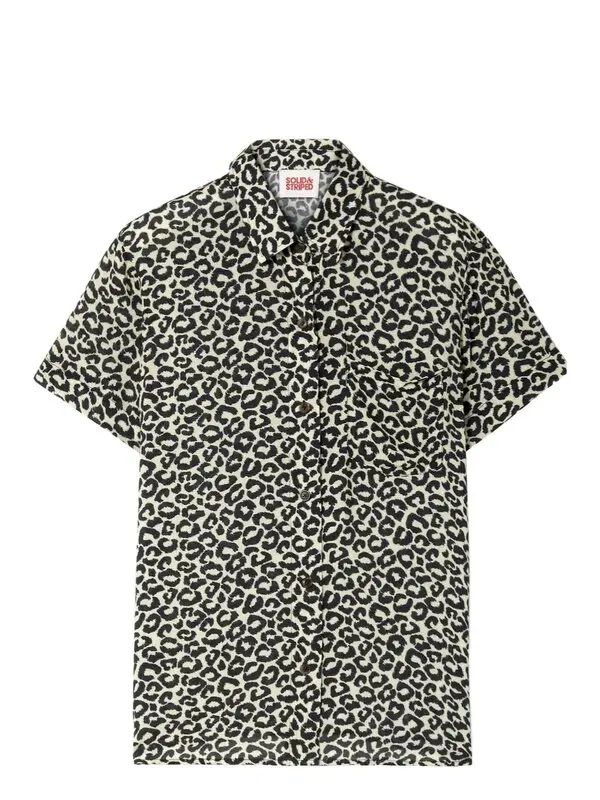 Solid & Striped Leopard Print Short Sleeve Shirt - No