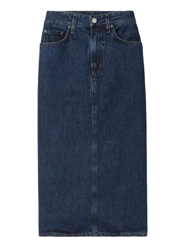 GOLDSIGN Straight-cut Denim Midi Skirt - Blue