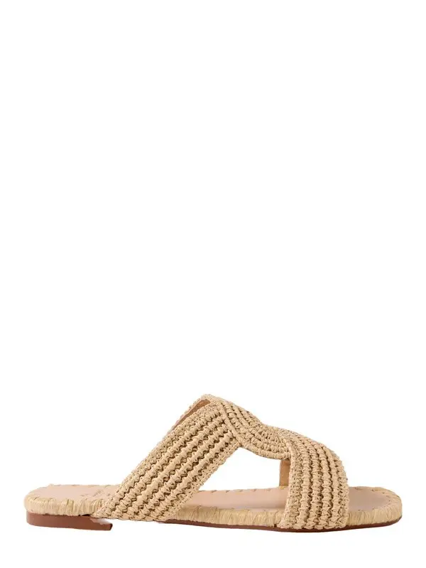 CastaÑer Handwoven Raffia Slide Sandals - Nude