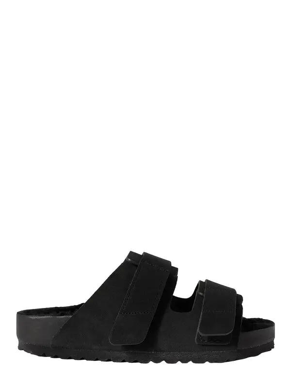 BIRKENSTOCK Shearling-lined Suede Sandals With Adjustable Straps - No