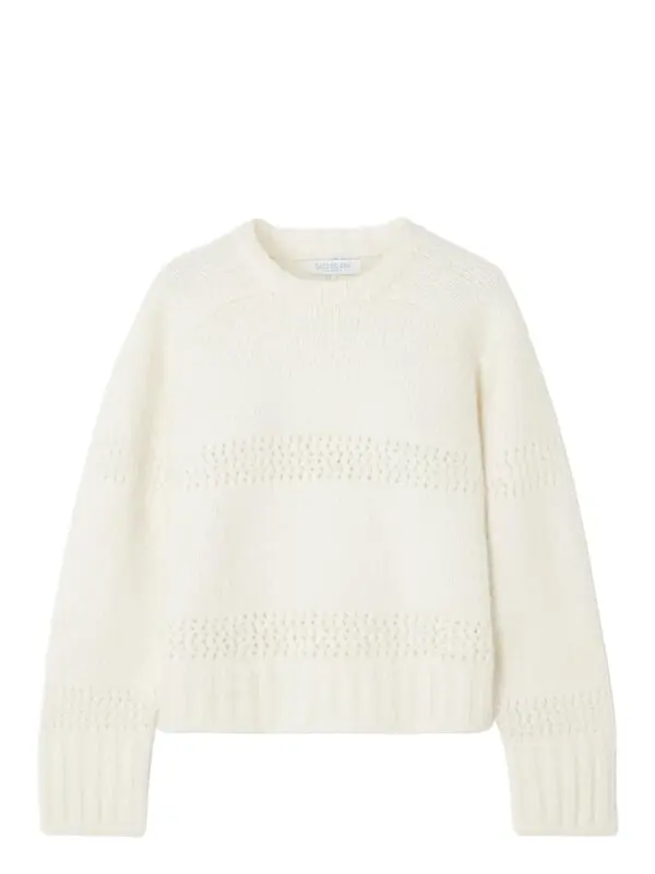 Calle Del Mar Hand-knitted Cashmere Silk Blend Sweater - White