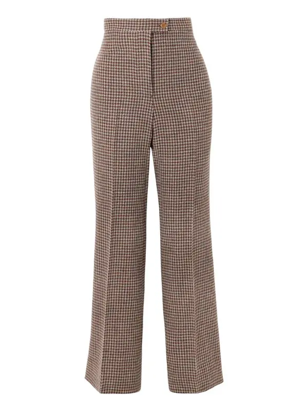 Giuliva Heritage Houndstooth Wool Wide-leg Pants - No