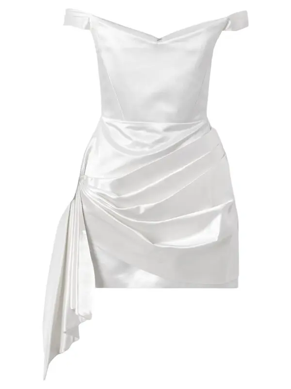 Alex Perry Off-the-shoulder Draped Mini Dress - White