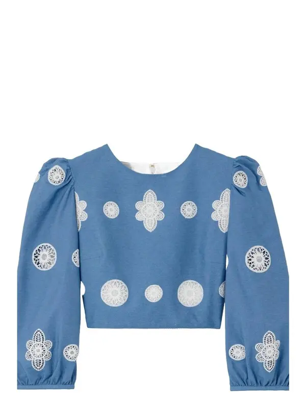 Borgo De Nor Crochet Lace-trimmed Denim Top - No