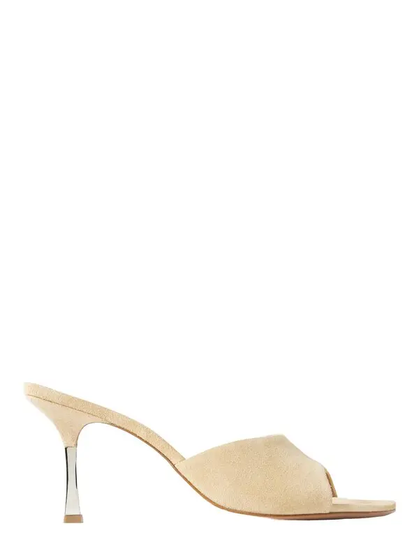 Paris Texas Suede Mules With Metal Stiletto Heels - No