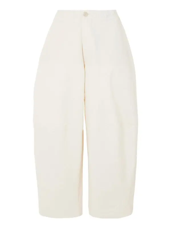 LAUREN MANOOGIAN High-waisted Wide-leg Cotton Trousers - White