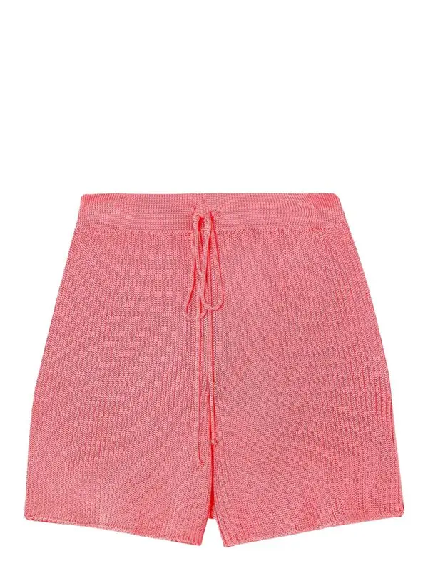 Calle Del Mar High-waisted Drawstring Knit Shorts - Pink
