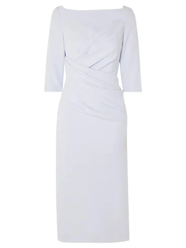 SAFIYAA LONDON Draped Crepe Midi Dress - White