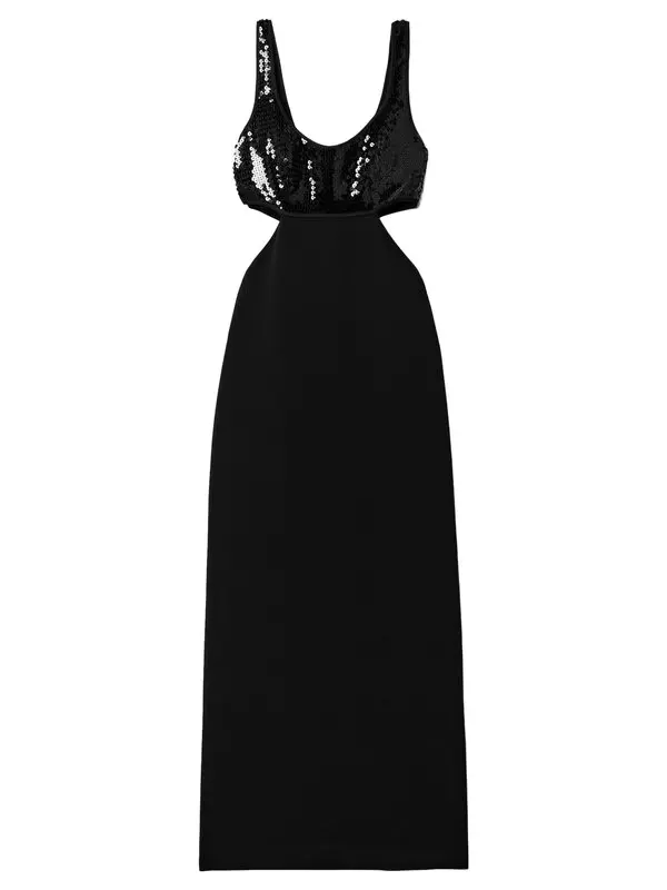 David Koma Cutout Sequin-embellished Crepe Midi Dress - Black