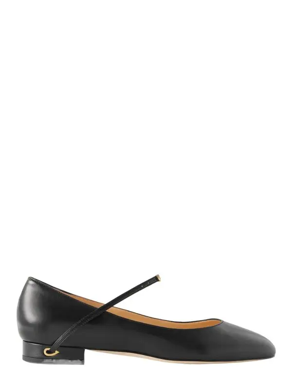 Jennifer Chamandi Leather Mary Jane Flats - Black