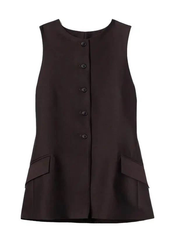 KALLMEYER Sleeveless Wool-silk Twill Vest - Black