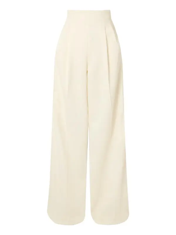 EMILIA WICKSTEAD Pleated Crepe Wide-leg Pants - White