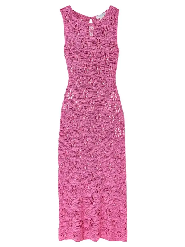 Calle Del Mar Crocheted Floral Midi Dress - No