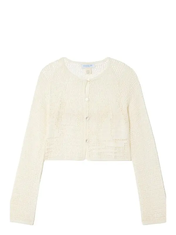 Calle Del Mar Cropped Crochet Cardigan - White