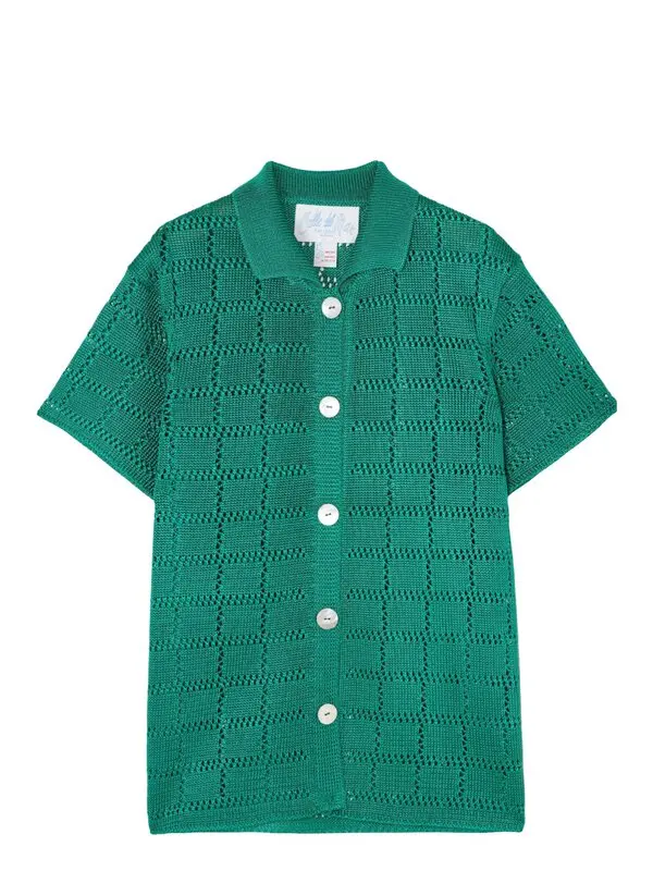 Calle Del Mar Mesh Knit Short Sleeve Cardigan - Green