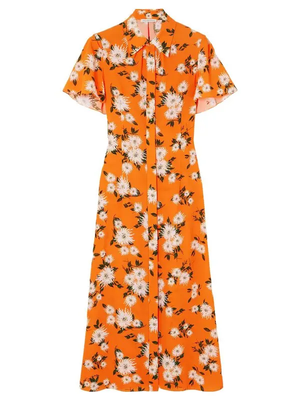 EMILIA WICKSTEAD Floral-print Stretch Crepe Midi Shirt Dress - No