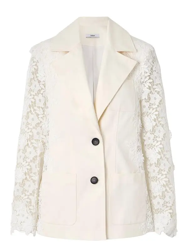 SAFIYAA LONDON Cannis Cotton-drill And Guipure-lace Blazer - No