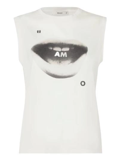 Fendi Graphic-print Sleeveless Top - Ivory