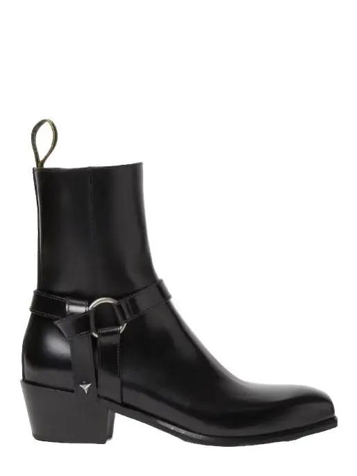 Fendi Double O Leather Ankle Boots - Black