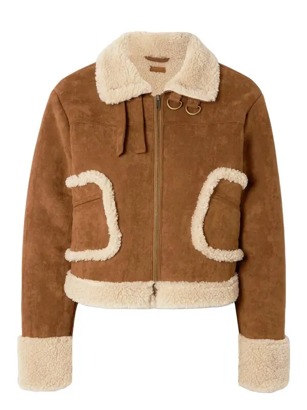 MOTHER Cropped Fleece Jacket - Brown