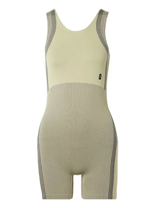 On Ribbed Stretch Recycled Playsuit - No