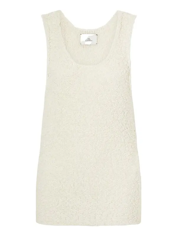 THE ELDER STATESMAN Textured Knit Cashmere And Linen-blend Tank - Off White