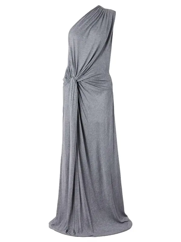 Alex Perry One-shoulder Twist-front Draped Jersey Gown - Gray